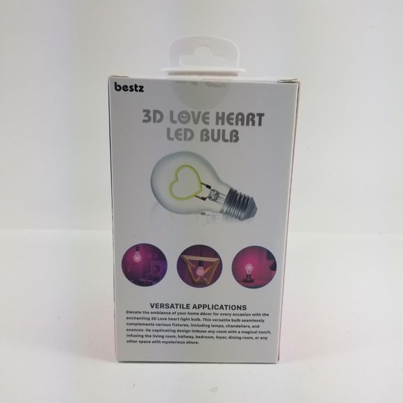 Accents | 3d Heart Bulb Has A Pink Hue Light And Heart Shines Bright ...